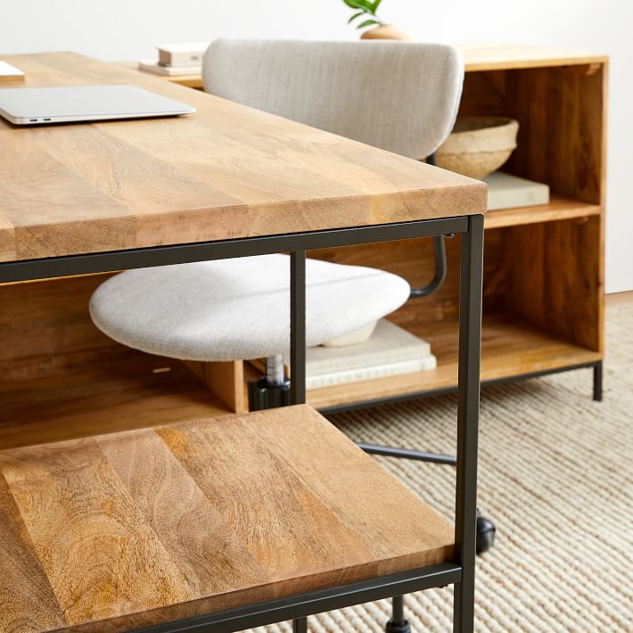 Industrial Storage Modular Desk w/ Open Shelves & Bookcase | West Elm