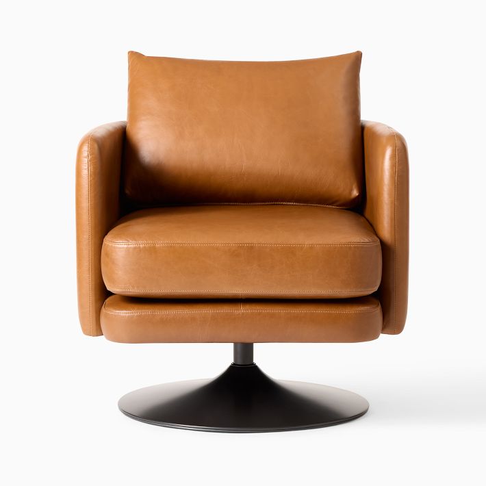 Auburn Leather Swivel Chair | West Elm