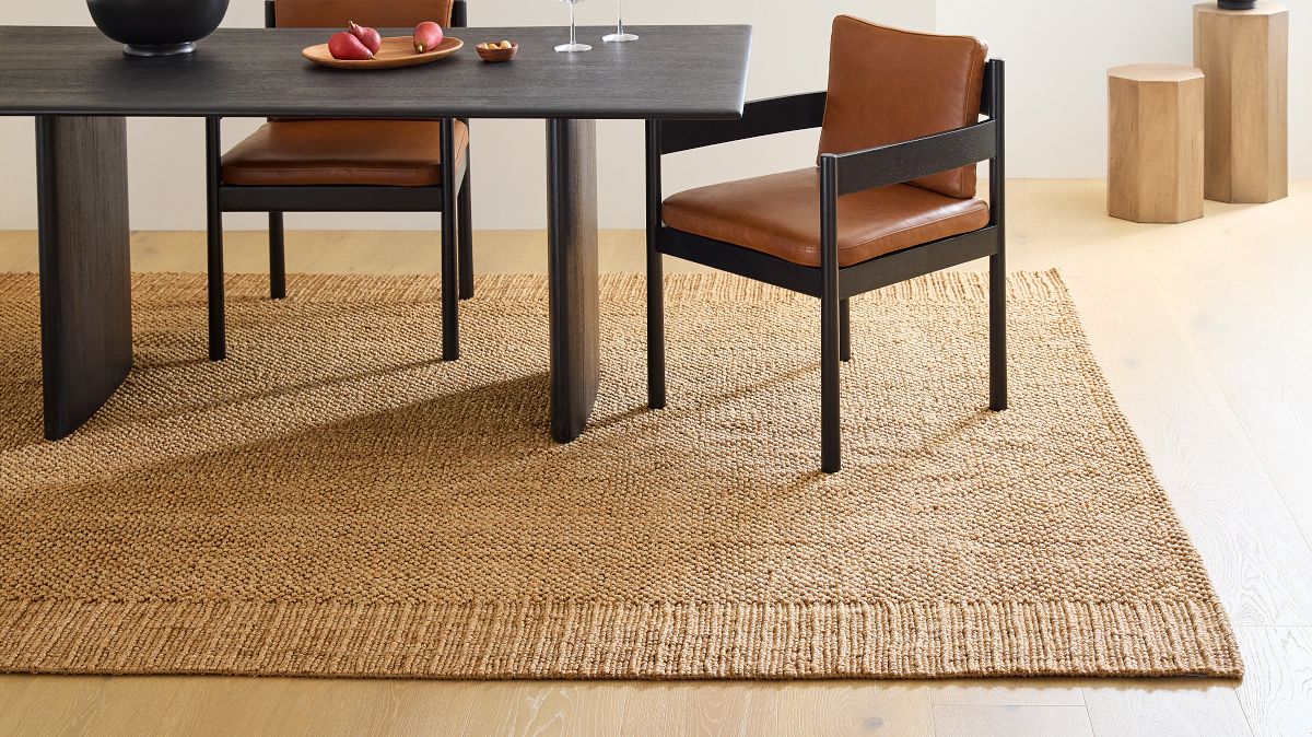 Jute Boucle Stripe Border Rug | West Elm