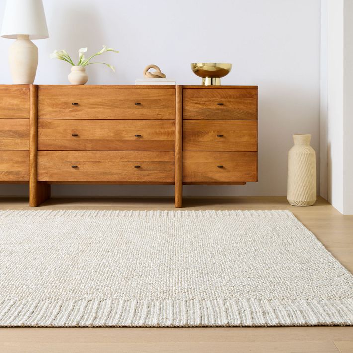Jute Boucle Stripe Border Rug | West Elm