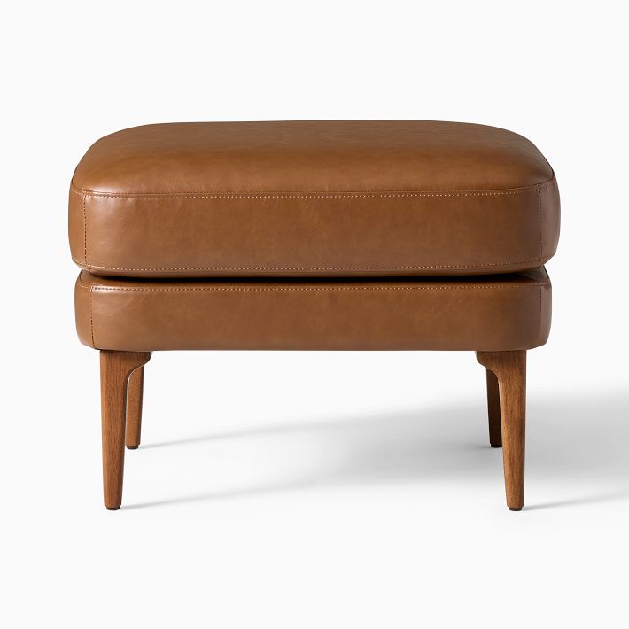 Auburn Leather High-Back Chair Ottoman | West Elm