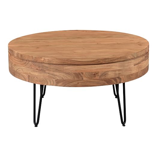 Bowed Legs Round Storage Coffee Table | West Elm