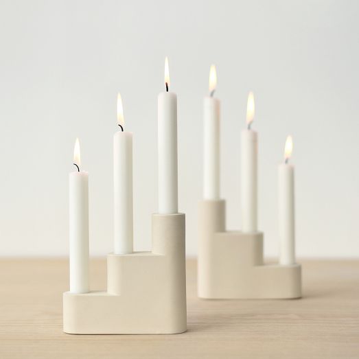 Misewell Step Ceramic Candelabra - White | West Elm
