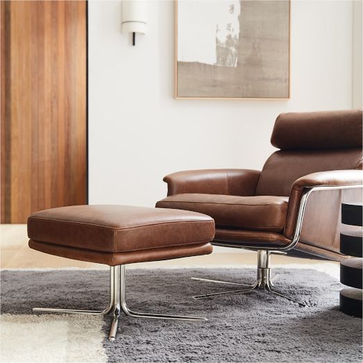 Kristoff Leather Swivel Ottoman | West Elm