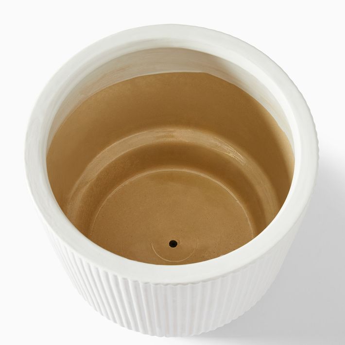 Fluted Ceramic Indoor/Outdoor Planters | West Elm