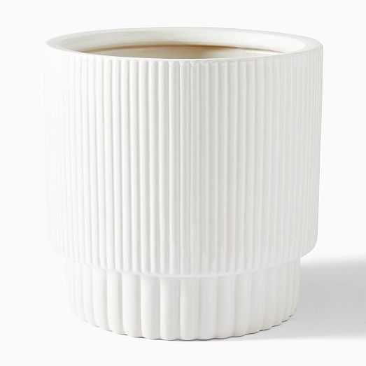 Fluted Ceramic Indoor/Outdoor Planters | West Elm