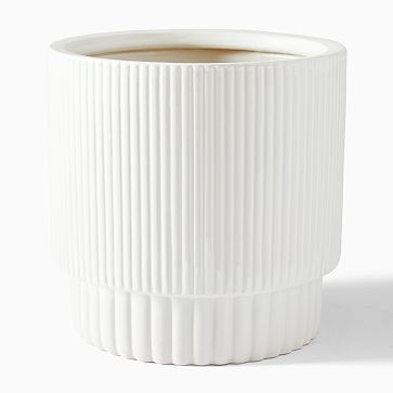 Fluted Ceramic Indoor/Outdoor Planters | West Elm