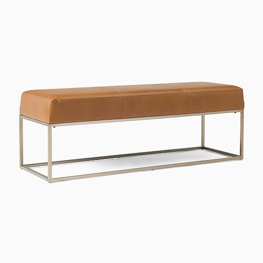 Box Frame Leather Bench | West Elm