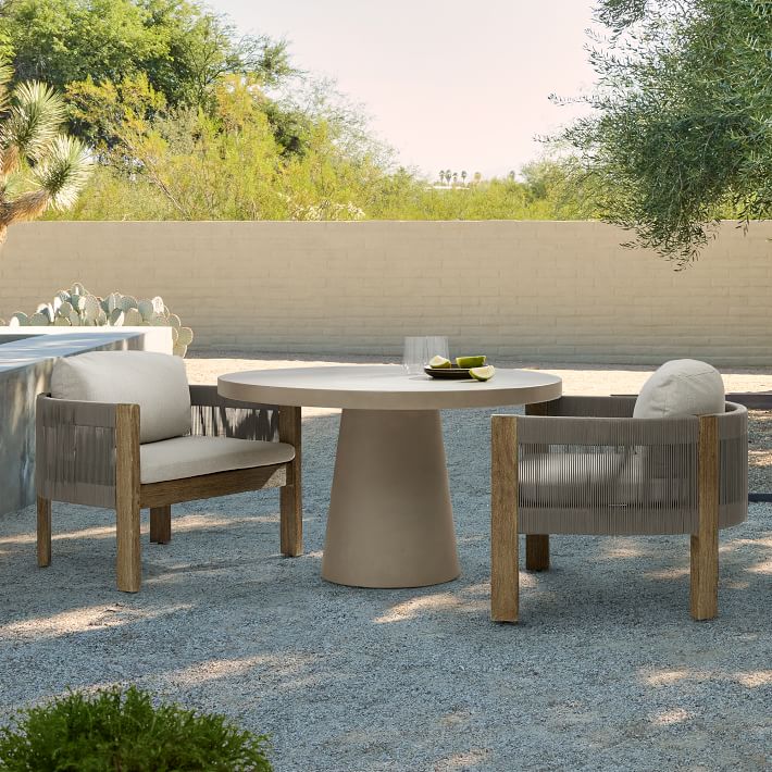 Concrete Pedestal Outdoor Continental Dining Table (44") | West Elm