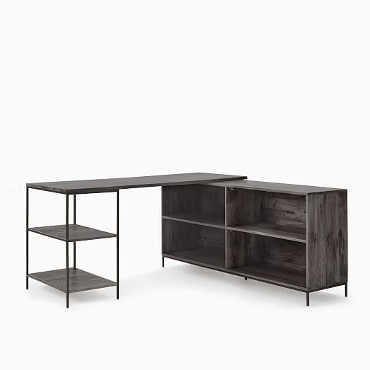 Industrial Storage Modular Desk w/ Open Shelves & Bookcase | West Elm