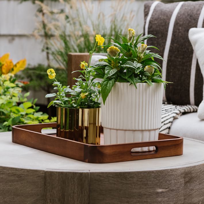 Fluted Ceramic Indoor/Outdoor Planters | West Elm
