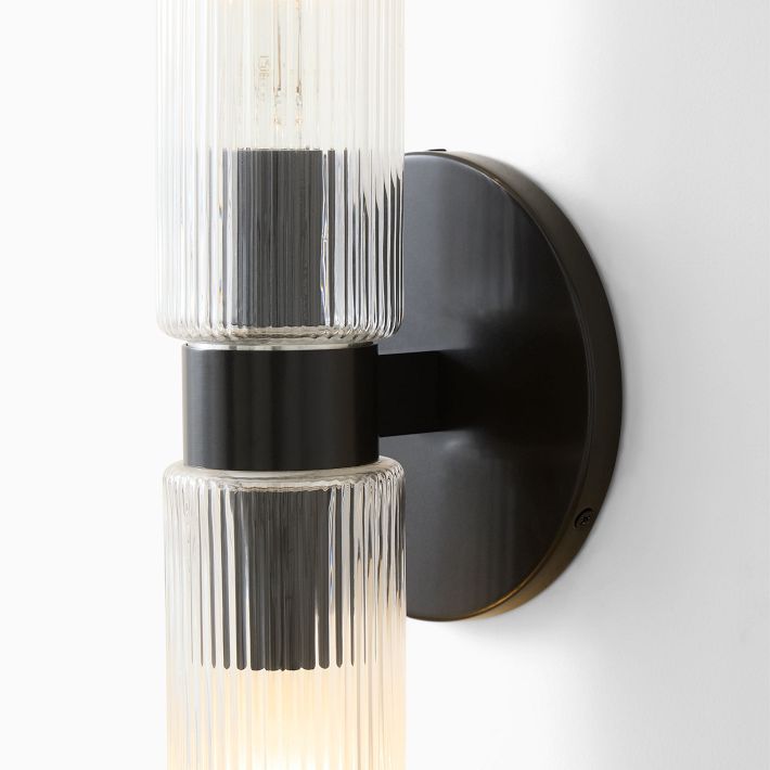 Fluted Double Asymmetrical Indoor/Outdoor Sconce (3") | West Elm