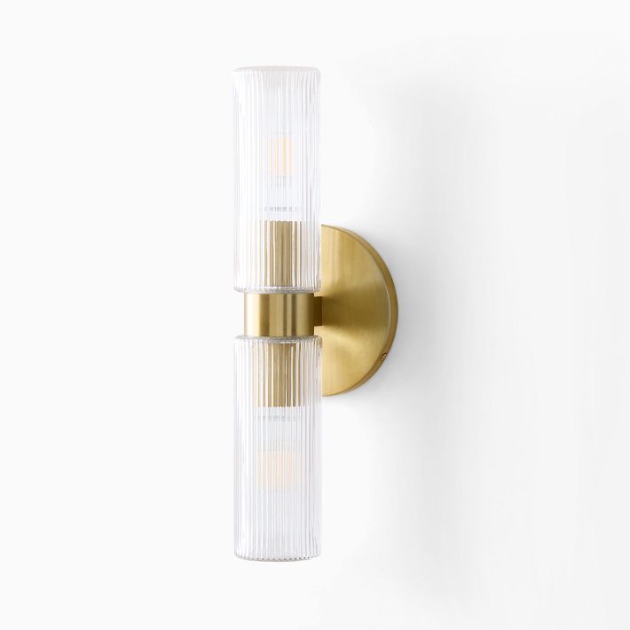 Fluted Double Short Indoor/Outdoor Sconce (3") | West Elm