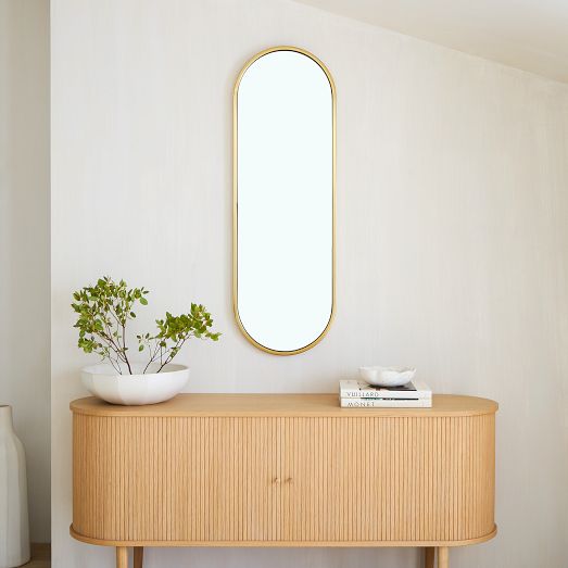 Metal Framed Pill Mirror - 16"W x 48"H | West Elm