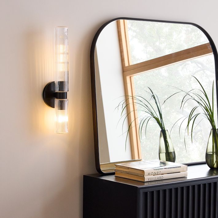 Fluted Double Asymmetrical Indoor/Outdoor Sconce (3") | West Elm