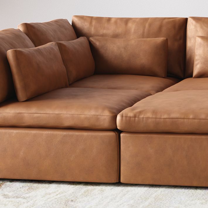 Harmony Modular Leather 6-Piece Pit Sectional (121") | West Elm