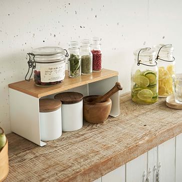 Yamazaki Tosca Wood-Top Stackable Kitchen Rack | West Elm