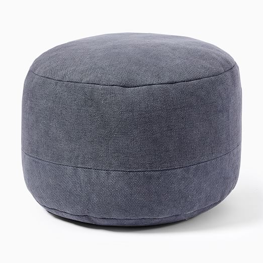 Cotton Canvas Round Pouf | West Elm