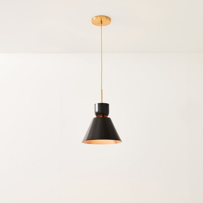 Sculptural Tapered Metal Hardwired Pendant (12"–16") | West Elm