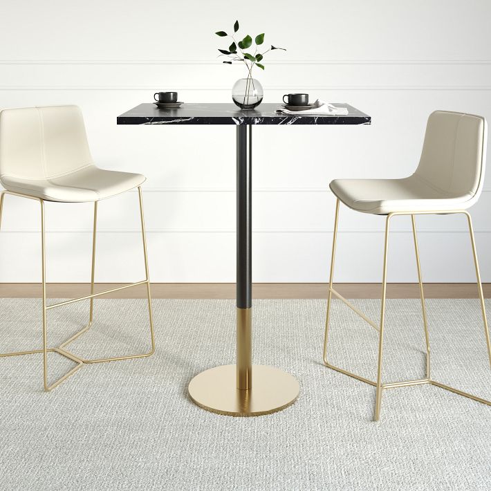 Rectangle Faux Marble Restaurant Bar Table - Orbit Base | West Elm