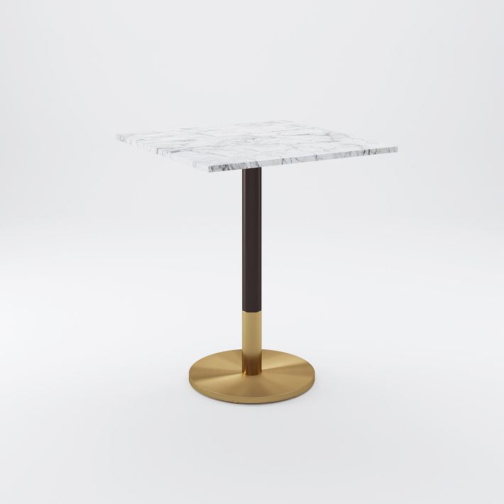 Square Faux Marble Restaurant Bar Table - Orbit Base | West Elm