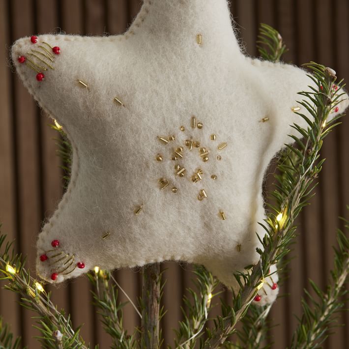 Embroidered & Beaded Felt Tree Topper | West Elm