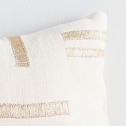 Embroidered Metallic Blocks Oversized Lumbar Pillow Cover | West Elm