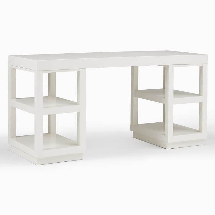 Parsons Open Storage Shelves & Desk Set (62") | West Elm