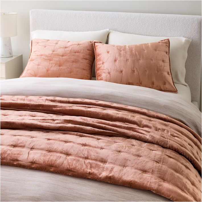 Lush Velvet Tack Stitch Quilt & Shams | West Elm