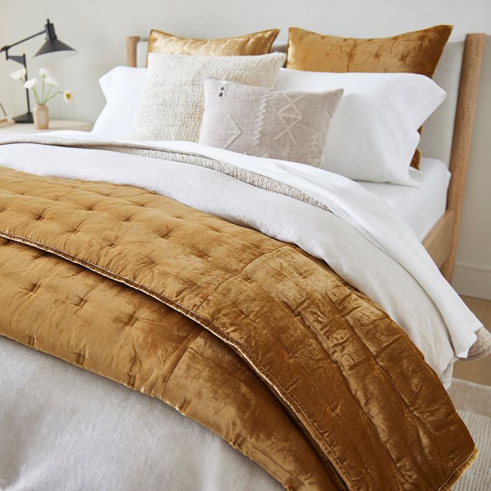 Lush Velvet Tack Stitch Quilt & Shams | West Elm