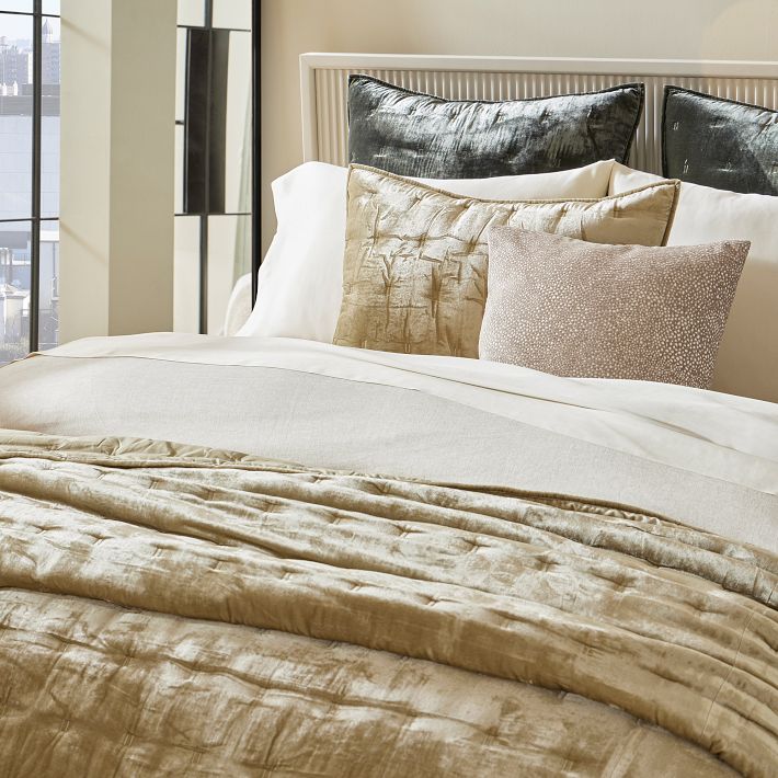 Lush Velvet Tack Stitch Quilt & Shams | West Elm