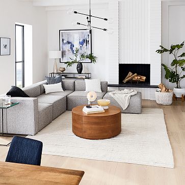 Volume Round Drum Coffee Table - Wood | Modern Living Room Furniture ...