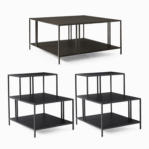 Profile Square Coffee Table & 2 Side Tables Set | Modern Living Room ...