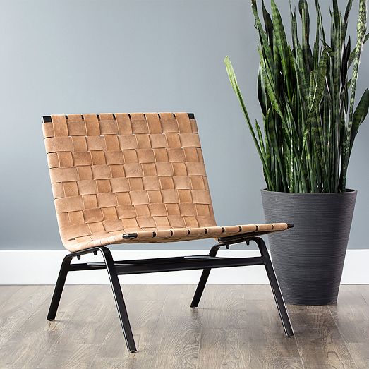 Woven Leather Lounge Chair | West Elm