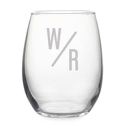 Monogram Stemless Wine Glasses Set Of 4 West Elm