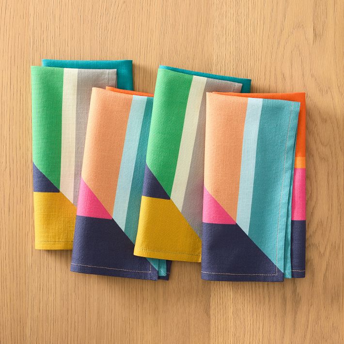 Split Color Cotton Napkin Sets | West Elm