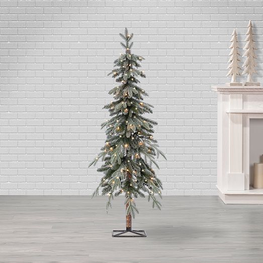 Pre-Lit Faux Natural Cut Flocked Alpine Tree | West Elm