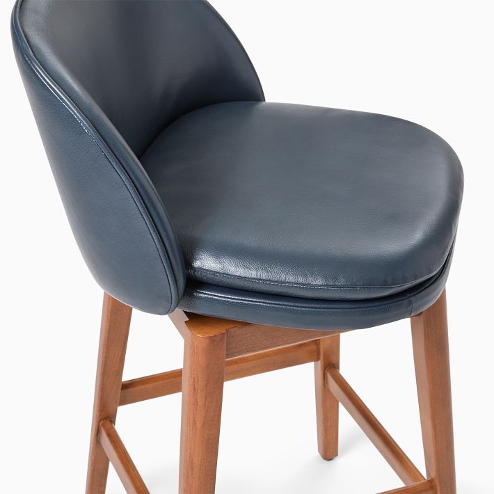 Wayne Leather Armless Swivel Bar & Counter Stools | West Elm