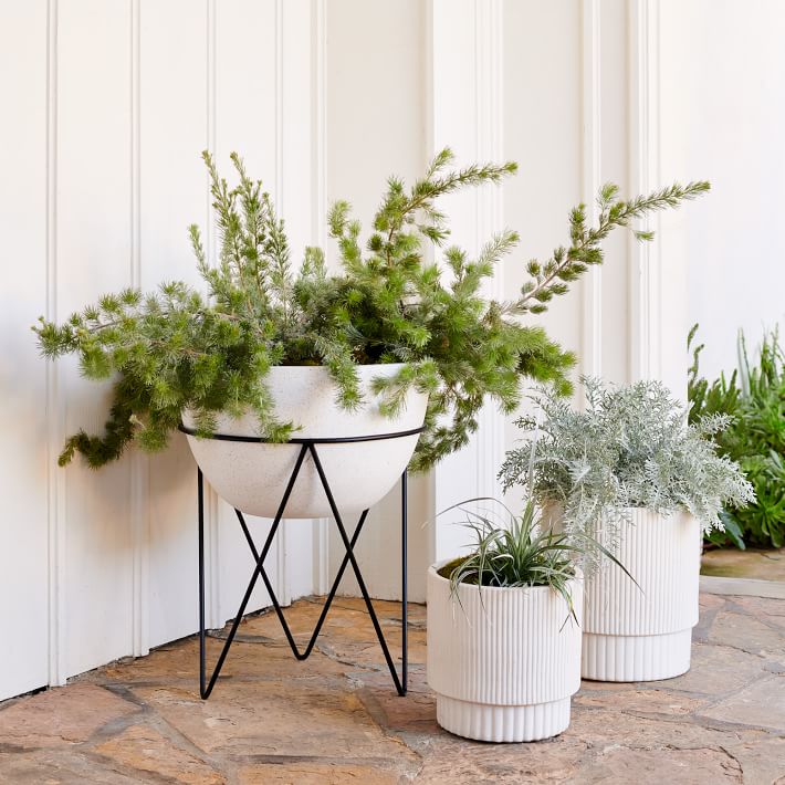 Fluted Ceramic Indoor/Outdoor Planters | West Elm