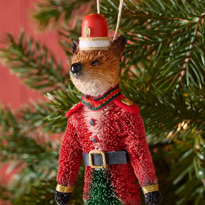 Dapper Animal Bottlebrush Ornaments | West Elm