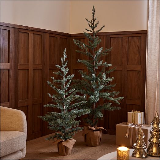 Pre-Lit Faux Blue Spruce Tree w/ Burlap Base | West Elm