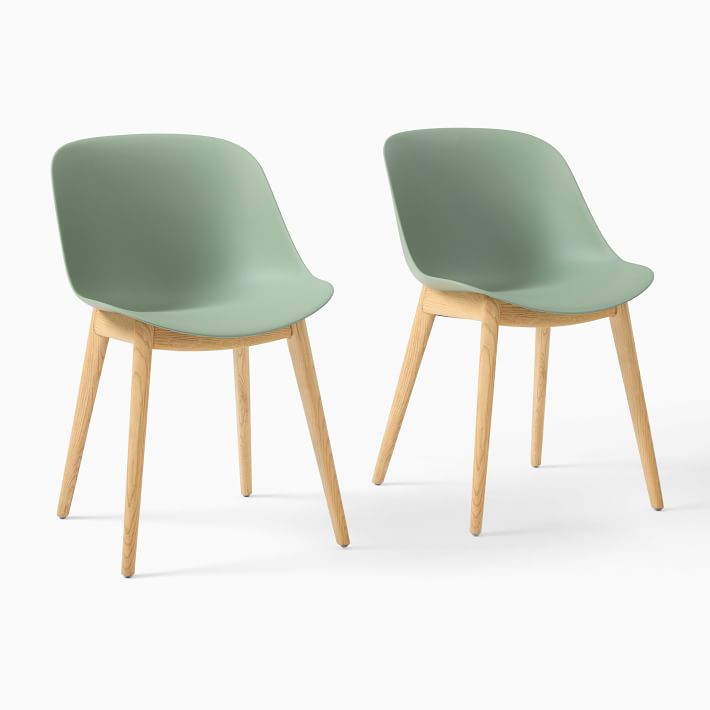 Classon Recycled Plastic Shell Chair (Set of 2) - Wood Legs | West Elm
