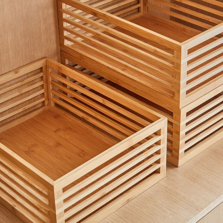 mDesign Bamboo Slotted Bins (Set of 3) | West Elm