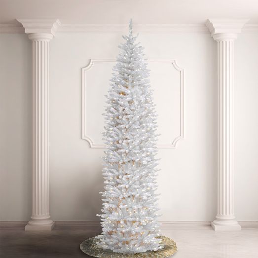 Pre-Lit Faux Kingswood White Fir Pencil Tree | West Elm