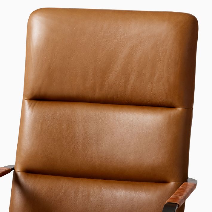 Cooper Mid-Century High-Back Leather Swivel Office Chair | West Elm