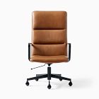 Cooper Mid-Century High-Back Leather Swivel Office Chair | West Elm