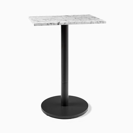 Rectangle Faux Marble Restaurant Bar Table - Orbit Base | West Elm
