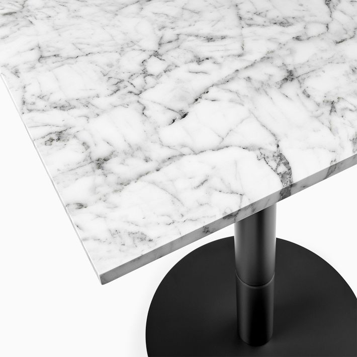 Rectangle Faux Marble Restaurant Bar Table - Orbit Base | West Elm