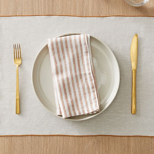 European Linen Stripe Napkin Sets | West Elm