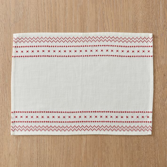 Cross Stitch Embroidery Placemat (Set of 2) | West Elm